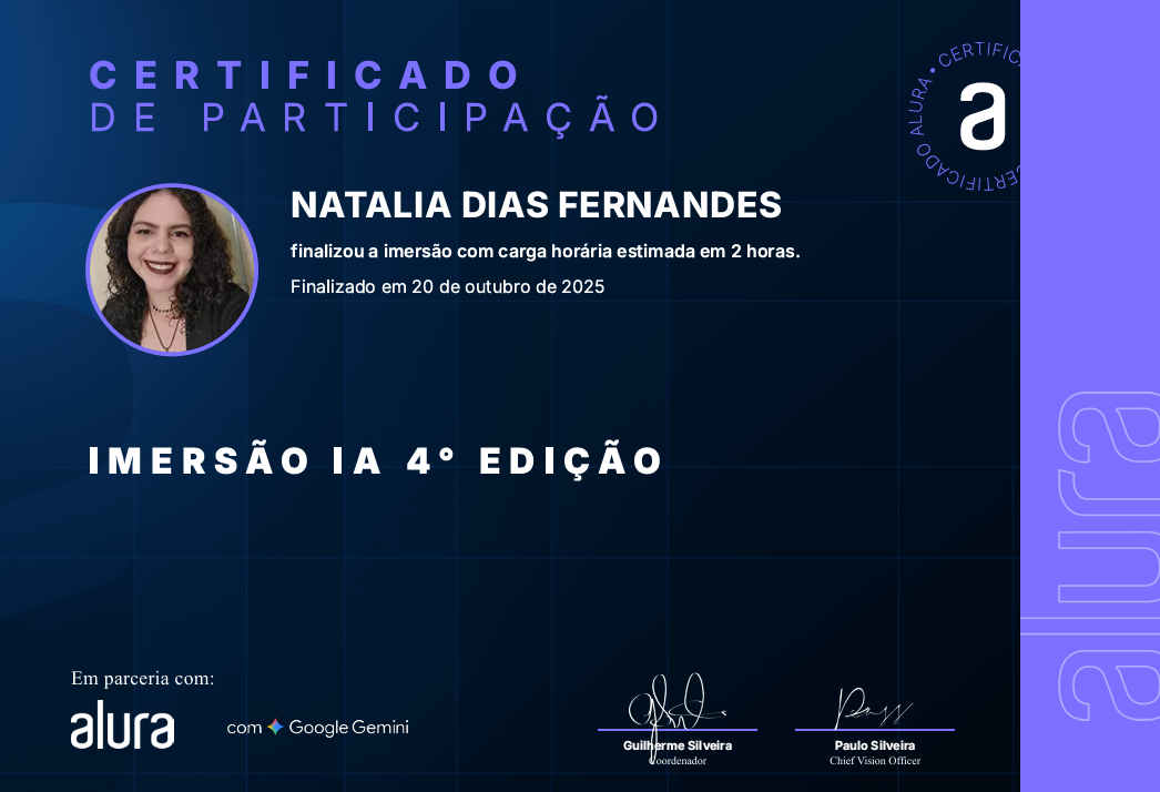 Natalia Dias Fernandes | Estudante de Análise e Desenvolvimento de Sistemas